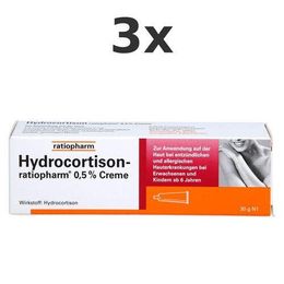 3x HYDROCORTISON-ratiopharm 0,5% Creme 30 g