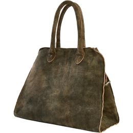 Luise Steiner Shoppertasche Wildbockleder Angela Gr&uuml;n/Braun