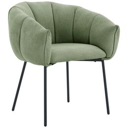 CARRYHOME Armlehnstuhl, Gr&uuml;n, Schwarz, Metall, Textil, Rundrohr, 66x78x72 cm, Stoffauswahl, Esszimmer, St&uuml;hle, Esszimmerst&uuml;hle, Armlehnenst&uuml;hle