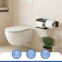 Wenko Toilettenpapierhalter 'Turbo-Loc Lizan' mit Ablage Stahl schwarz