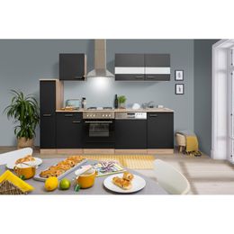 respekta K&uuml;chenzeile 'Merle' mit E-Ger&auml;ten KB250ESS schwarz/eichefarben 250 cm