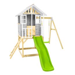 Spielhaus 'Valli 2' grau/wei&szlig; mit Rutsche und Schaukel 352 x 280 x 224 cm