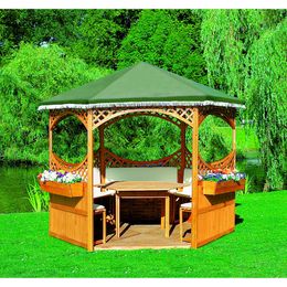 Promadino Pavillon 'Palma' Holz gr&uuml;n 308 x 260 x 308 cm
