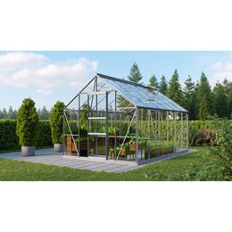 Vitavia Gew&auml;chshaus 'Meridian 1 9900' 254,4 x 378,8 cm mit 3 mm Sicherheitsglas aluminiumfarben