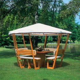 Promadino Pavillon 'Rosenheim' Holz wei&szlig; 304 x 213 x 304 cm