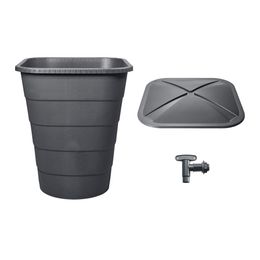 Garantia Regentonne 'Ibiza' graphite eckig 300 l inklusive Deckel und Hahn