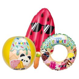 Happy People Strand-Set 'Happy Summer' Ball, Ring und Matratze mehrfarbig 3-teilig