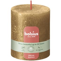 bolsius Stumpenkerze 'Special-Rustik' goldfarben duftneutral &Oslash; 6,8 x 8 cm