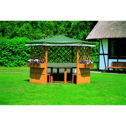 Promadino Pavillon 'Marburg' Holz gr&uuml;n inklusive M&ouml;bel 309 x 211 x 309 cm