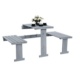 Promadino Balkonm&ouml;belset Holz grau 3-teilig