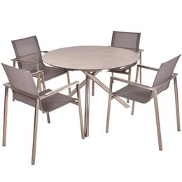 Garden Pleasure Gartenm&ouml;belset 'Sienna' f&uuml;r 4 Personen Edelstahl