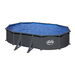 GRE Stahlwandpool-Set 'Anthracite' oval 500 &times; 375 &times; 132 cm, mit Seitenst&uuml;tzen