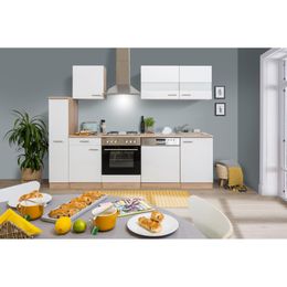 respekta K&uuml;chenzeile 'Merle' mit E-Ger&auml;ten KB250ESW wei&szlig;/eichefarben 250 cm