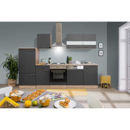 respekta K&uuml;chenzeile 'Merle' mit E-Ger&auml;ten KB280ESG grau/eichefarben 280 cm