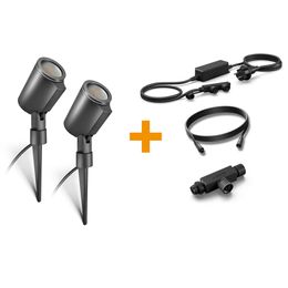 Steinel LED-Au&szlig;enstrahlerset 'Spot Garden C 24V' 7,8 W 363 lm warmwei&szlig;, neutralwei&szlig;, Farbwechsler IP 65 11,8 x 6,9 x 36,9 cm 2 St&uuml;ck