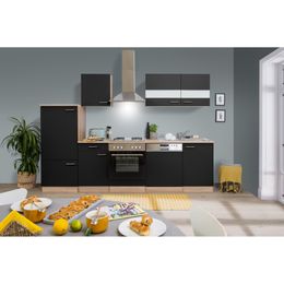 respekta K&uuml;chenzeile 'Merle' mit E-Ger&auml;ten KB280ESS schwarz/eichefarben 280 cm
