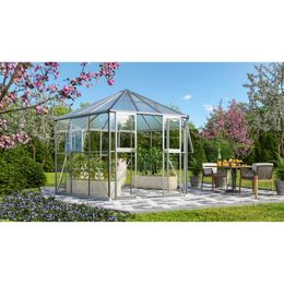 Vitavia Gew&auml;chshaus 'Galaxis 9000' 383 x 336 cm mit 3 mm Sicherheitsglas/6 mm Hohlkammerplatten aluminiumfarben