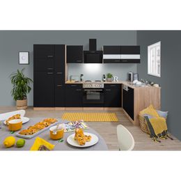 respekta L-K&uuml;chenzeile 'Merle' mit E-Ger&auml;ten KBL310ESSS schwarz/eichefarben 310 cm