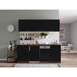 respekta Singlek&uuml;che mit E-Ger&auml;ten 'Oliver' schwarz/eichefarben 195 cm
