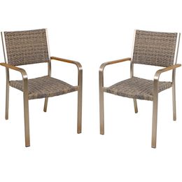 Garden Pleasure Gartenstuhlset 'Florence' stapelbar Aluminium braun 2 St&uuml;ck