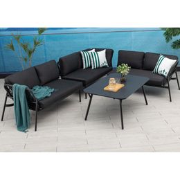 Mandalika Loungem&ouml;belset 'Lido' Aluminium schwarz 4-teilig