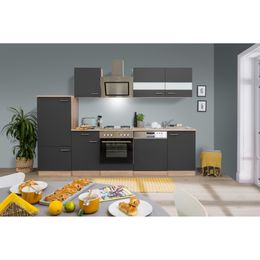 respekta K&uuml;chenzeile 'Merle' mit E-Ger&auml;ten KB280ESGS grau/eichefarben 280 cm