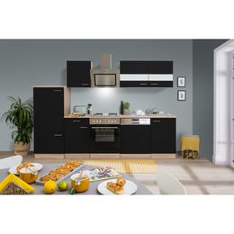 respekta K&uuml;chenzeile 'Merle' mit E-Ger&auml;ten KB280ESSS schwarz/eichefarben 280 cm