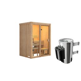 Karibu Systemsauna 'Solara 1' naturbelassen 3,6 kW Ofen 155 x 122 x 198 cm