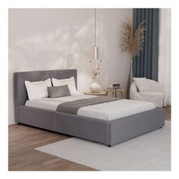 Juskys Polsterbett Salerno &ndash; 140 x 200 cm Cord Grau, modernes Design & pflegeleicht
