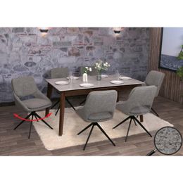 6er-Set Esszimmerstuhl MCW-N73, K&uuml;chenstuhl, drehbar Auto-Return, Stoff/Textil Boucle (540g/m&sup2;) &Ouml;ko-Tex ~ grau