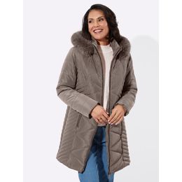 Casual Looks Damen Langjacketaupe, Gr. 23, unifarben, 100% Polyester, Fellimitat:100% Polyester, Wattierung:100% Polyester, Jacken