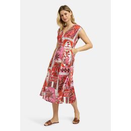 Milano Italy Damen Sommerkleid, rot, Gr. 36, bedruckt, gemustert, Web, Material: 100% Baumwolle, Kleider, mit Taschen