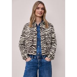 Street One Damen Kurzjackesilkstone wei&szlig;, Gr. 42, Web, 69% Baumwolle, 28% Viskose, 3% Elasthan, Jacken, mit Knopfleiste