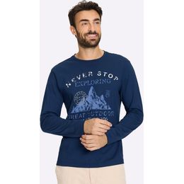Catamaran Herren Langarmshirt "Langarm-Shirt", blau, Gr. 64, bedruckt, gemustert, unifarben, 100% Baumwolle, Shirts
