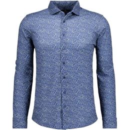 Ragman Herren Henleyshirtblau, floral, 900, Gr. S, Popeline, 70% Baumwolle 30% Polyester, Shirts