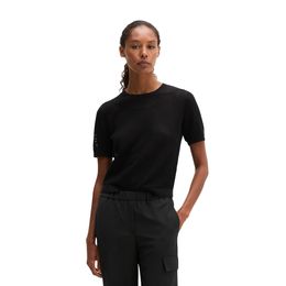 Marc O'Polo MARC O'POLO Damen Strickpullover "aus Baumwolle-Leinen-Slub-Garn", schwarz, Gr. L, unifarben, Obermaterial: 90% Baumwolle, 10% Leinen, Pullover