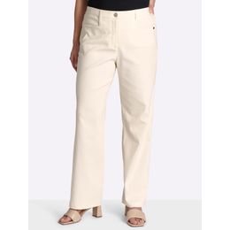 sheego Damen Webhose, beige, Gr. 48, unifarben, 77% Viskose, 19% Polyamid, 4% Elasthan, Einsatz:15% Elasthan, 85% Polyamid, Hosen