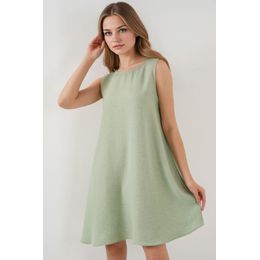 Leinenmischung A-Form Mini-Kleid
