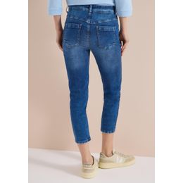 Cecil Damen Slim-fit-Jeansdunkelblau wash, Gr. 31, unifarben, Jeans, 78% Baumwolle, 20% Polyester, 2% Elasthan, Jeans, in 3/4-L&auml;nge