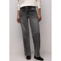 Street One Damen Comfort-fit-Jeansmid grau washed, Gr. 33, unifarben, Jeans, 63% Baumwolle, 25% Polyester, 10% Viskose, 2% Elasthan, Jeans, in grauer