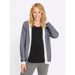 Classic Basics Damen Strickjackedunkelblau, ecru, gemustert, Gr. 50, gemustert, mehrfarbig, 100% Baumwolle, Strickjacken