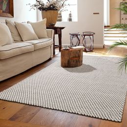 Kordel-Teppich, Bi-color Design - 140 x 200 cm - Sand/Wei&szlig;