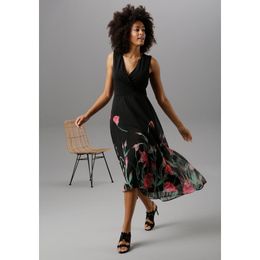 Aniston Selected Damen Aniston SELECTED Sommerkleid mit floralem Druck schwarz 48, N-Gr