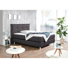 Maintal Boxspringbett grau Bezug der Spiegelfl&auml;che Matratzendrell aus 100% Polyester;Strukturstoff-Bezug (100% Polyester);Kaltschaum-Topper: Bezug aus 100% 