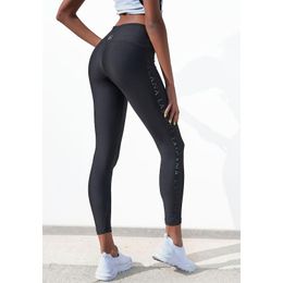 active by Lascana Lascana Active Damen LASCANA ACTIVE Leggings mit gl&auml;nzendem Logoschriftzug schwarz 32/34, N-Gr