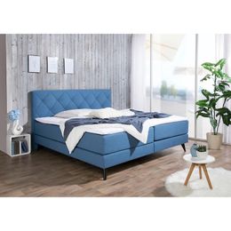 Maintal Boxspringbett blau Topperbezug Microfaser aus 100% Polyester;Bezug der Spiegelfl&auml;che Matratzendrell aus 100% Polyester;Strukturstoff-Bezug (100% 