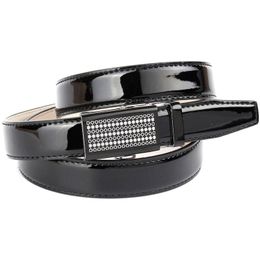 Anthoni Crown Damen Lederg&uuml;rtel Schmaler Business-Lacklederg&uuml;rtel schwarz 90