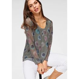 Aniston Selected Damen Aniston SELECTED Schlupfbluse mit blickdichtem Jerseyfutter gr&uuml;n 42
