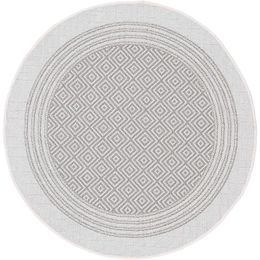 CarpetFine Teppich &raquo;Boho 103&laquo; rund 4 mm H&ouml;he robustes Flachgewebe, Sisal Optik, UV-best&auml;ndig, Au&szlig;enbereich beige Polypropylen &Oslash; 160cm 1 Stk., 4mm, &Oslash; 