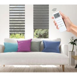 GOOD LIFE Elektrisches Rollo &raquo;Wood - SMART HOME&laquo; Lichtschutz ohne Bohren mit Fernbedienung grau Kunststoff, Metall, Polyester 150cm, einseitig verschiebbar, 